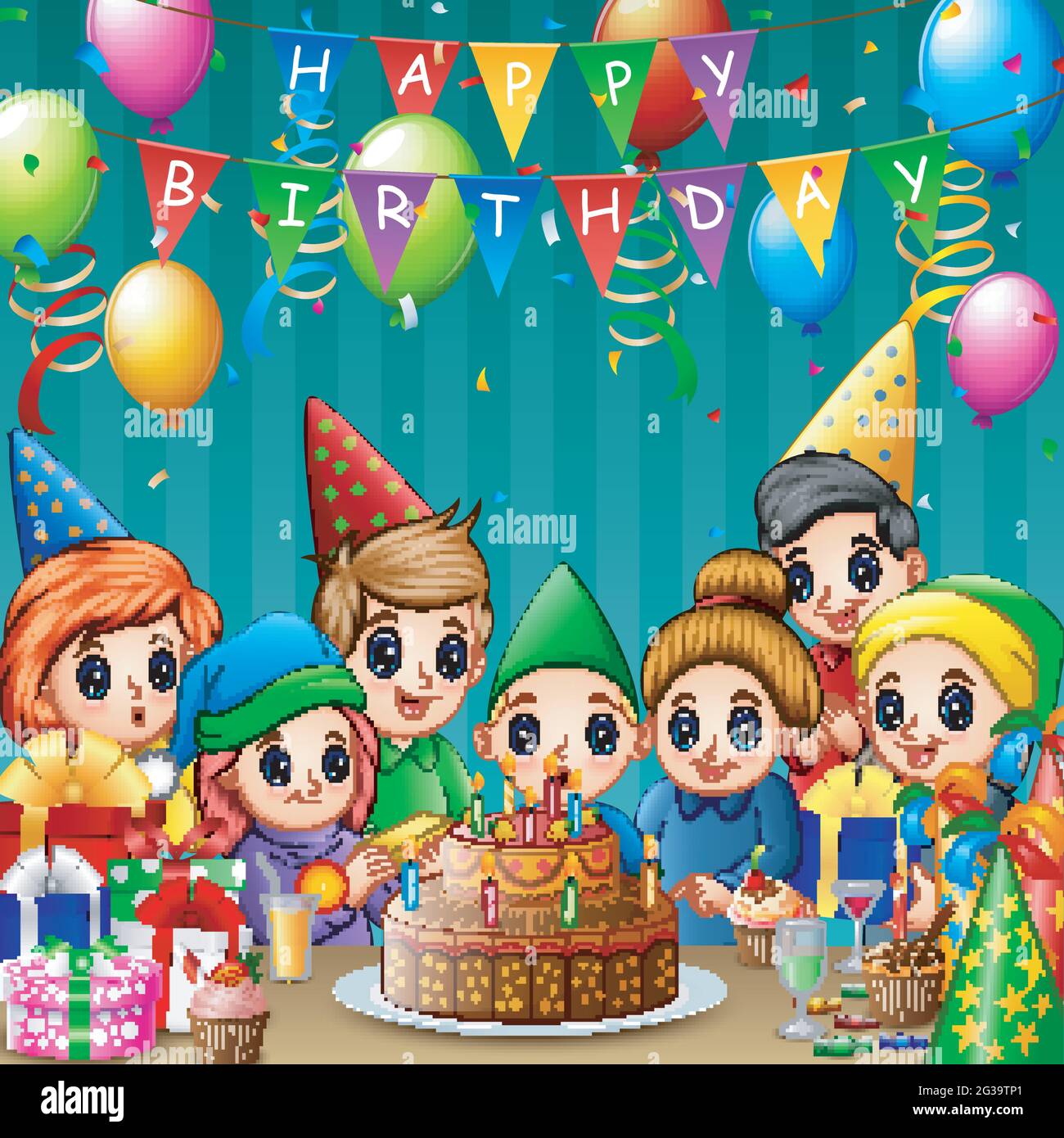 Boy blowing candles Stock Vector Images - Alamy