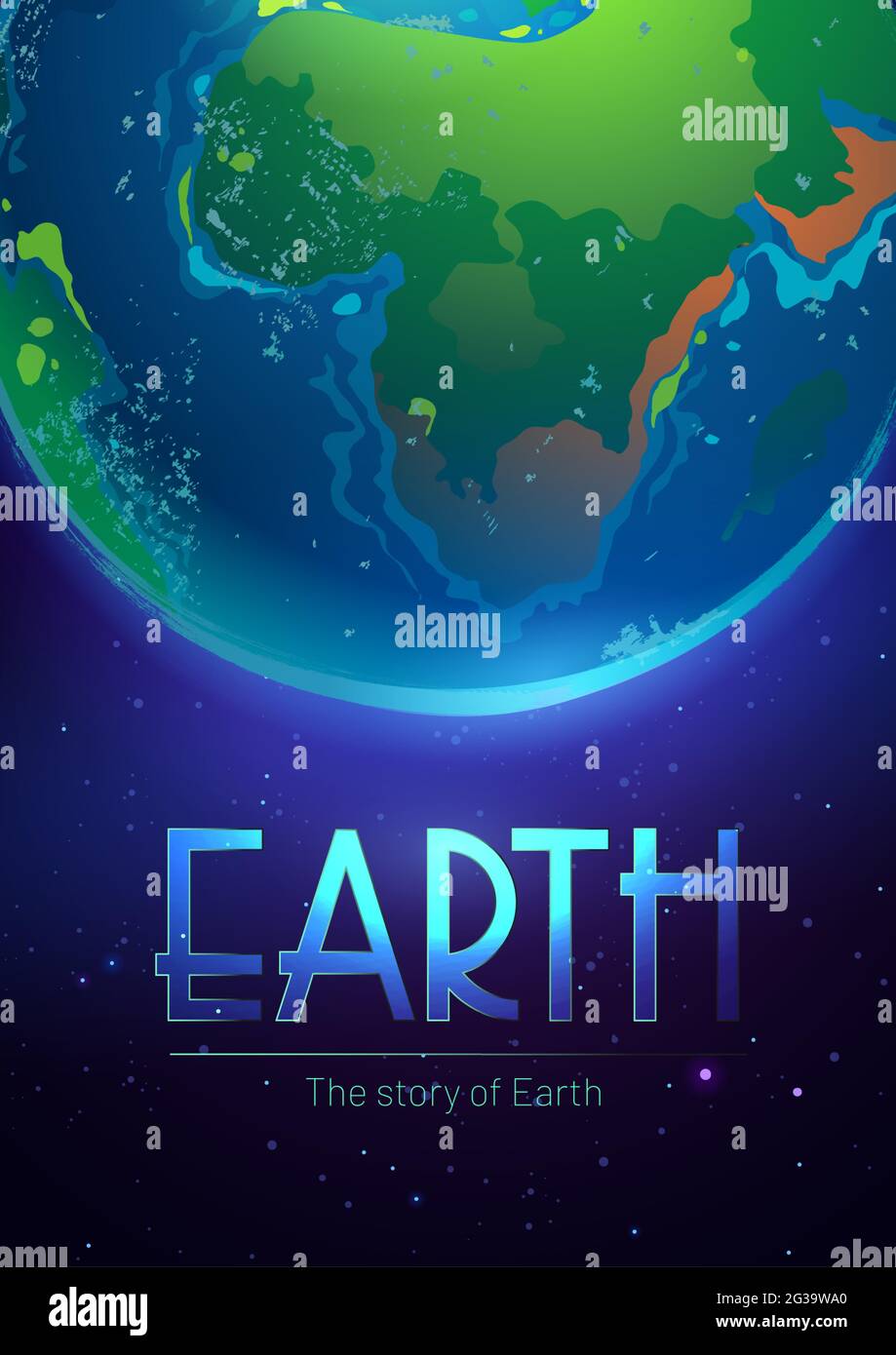 Story of the Earth poster with sphere of planet in outer space with ...