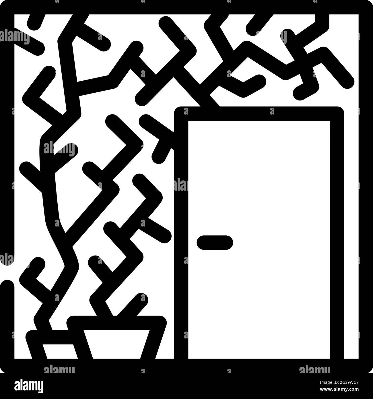 green plant wall design interior line icon vector illustration Stock ...