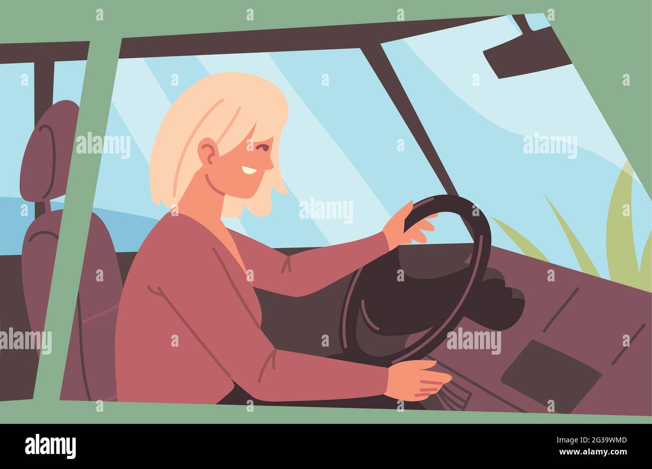 female driving car Stock Vector Image & Art - Alamy