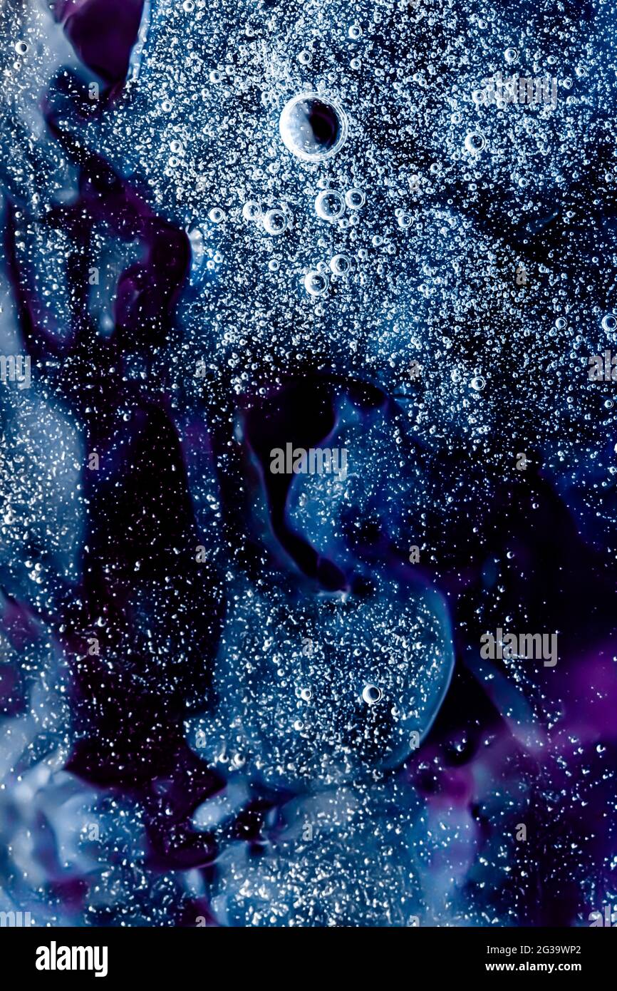 Abstract blue liquid background, paint splash, swirl pattern and water ...