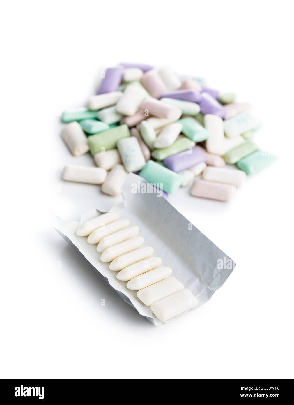 Different mint chewing gum pads isolated on white background Stock ...