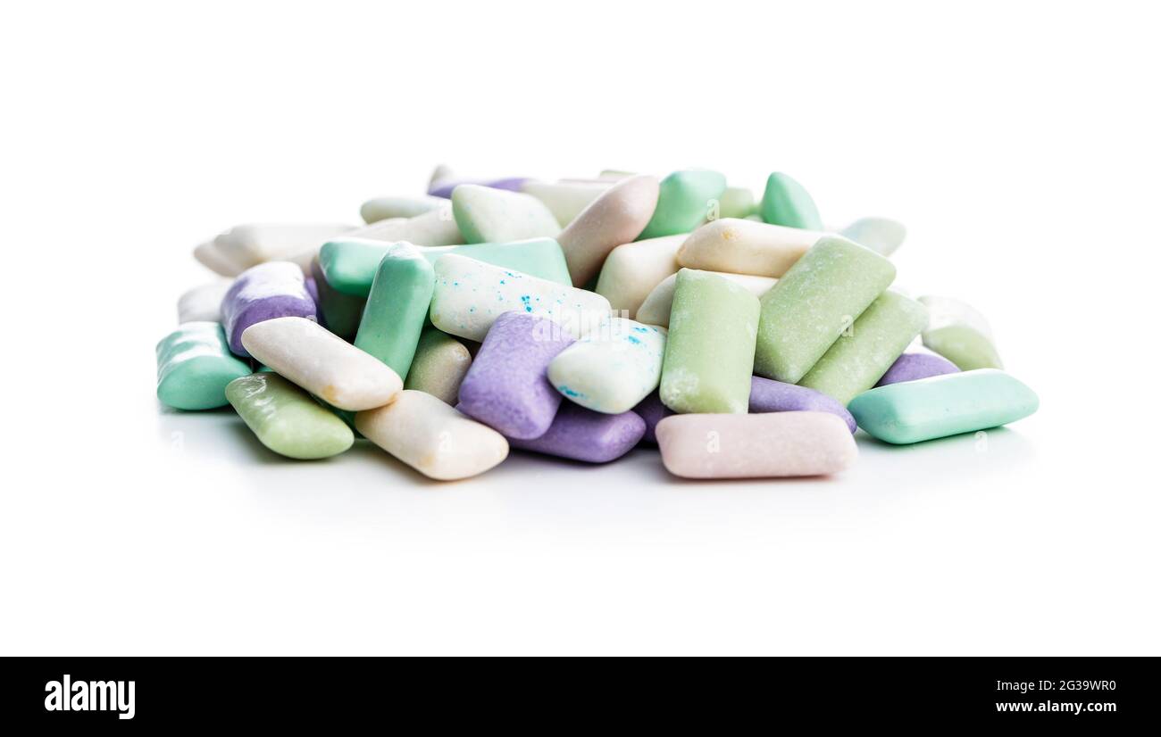 Different mint chewing gum pads isolated on white background Stock ...