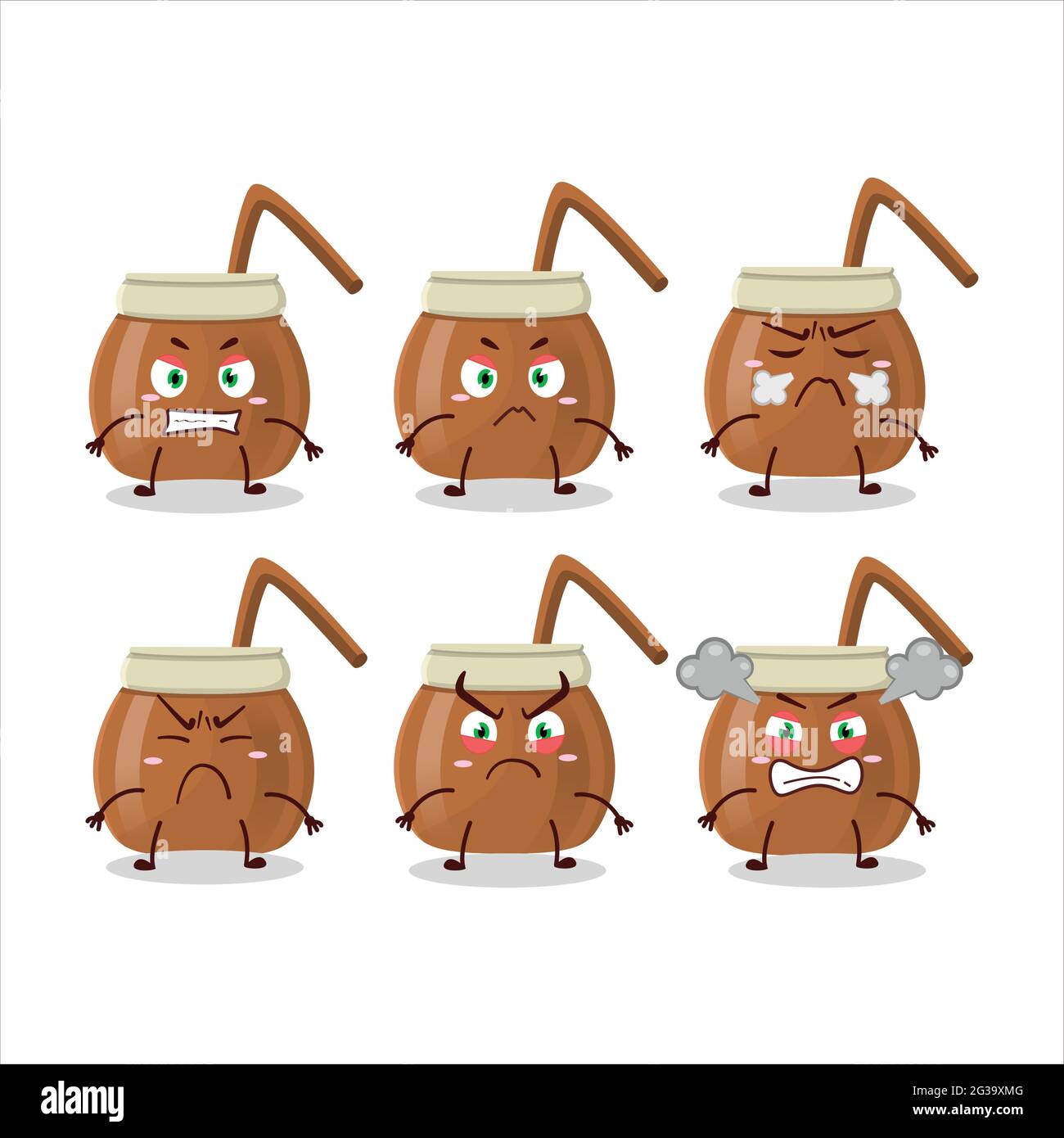 Mate tea cartoon character with various angry expressions. Vector ...