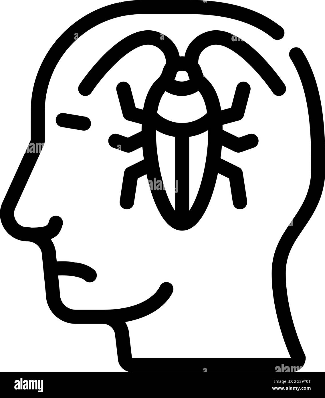cockroaches in head, neurosis problem line icon vector illustration ...