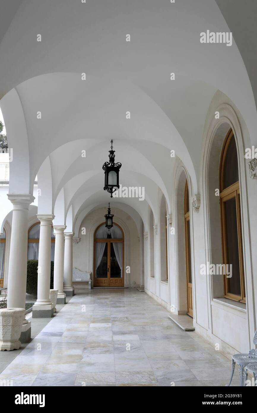 Courtyard with columns of Livadia Palace, Crimea Stock Photo - Alamy