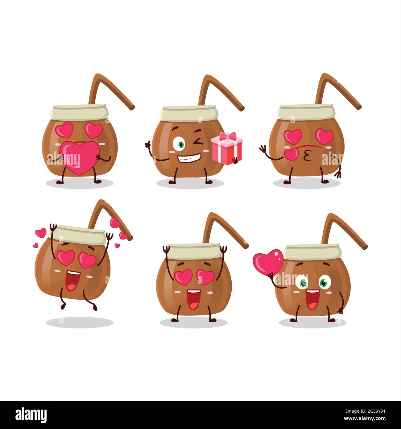 Mate tea cartoon character with love cute emoticon . Vector ...