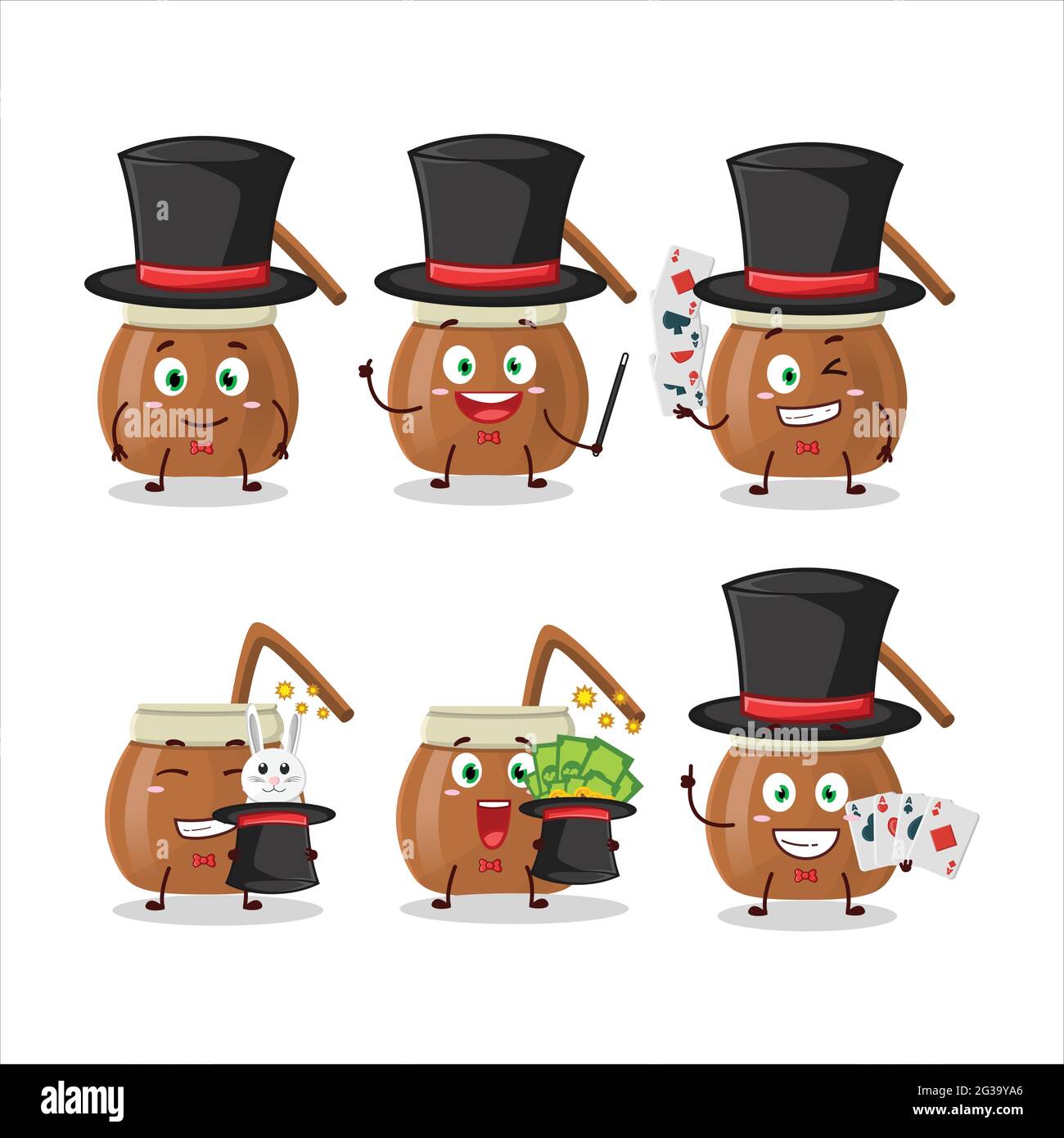 A mate tea Magician cartoon character perform on a stage. Vector ...