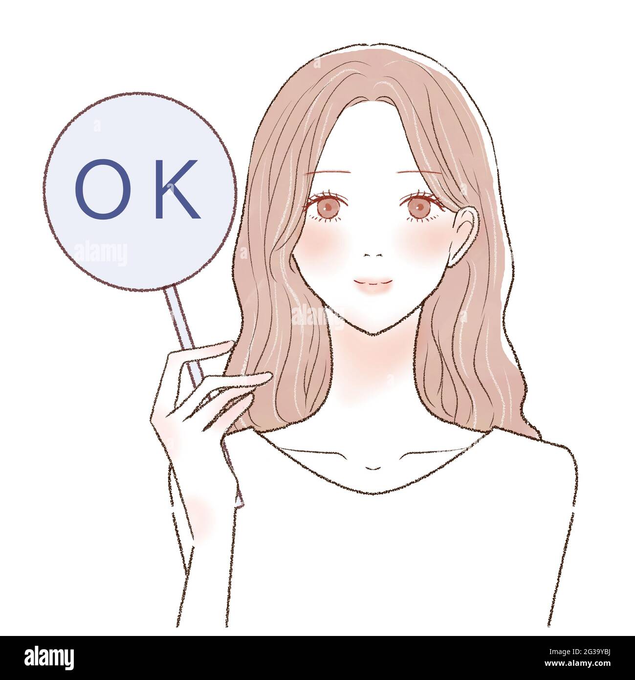 It is a young woman who has a stick written OK Stock Photo - Alamy