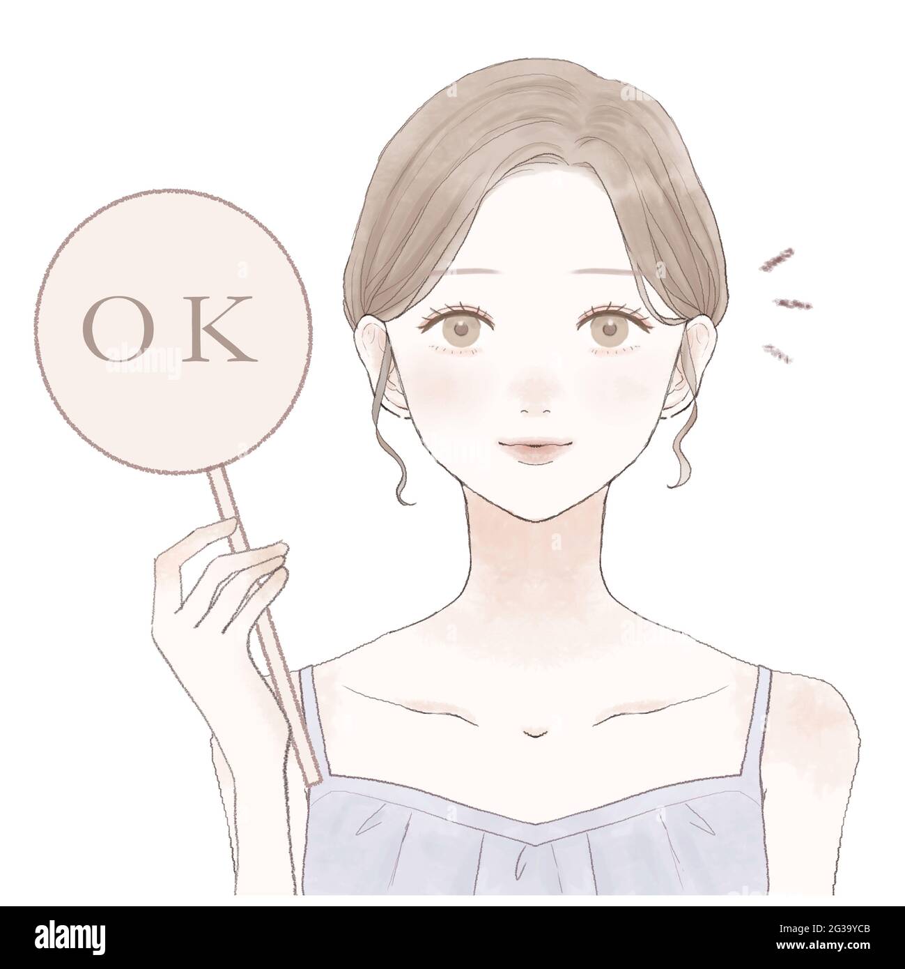 It is a young woman who has a stick written OK Stock Photo - Alamy