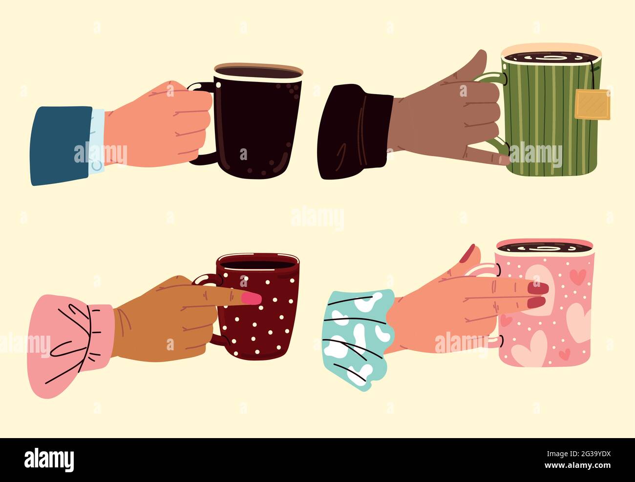 set of hands with cups Stock Vector Image & Art - Alamy
