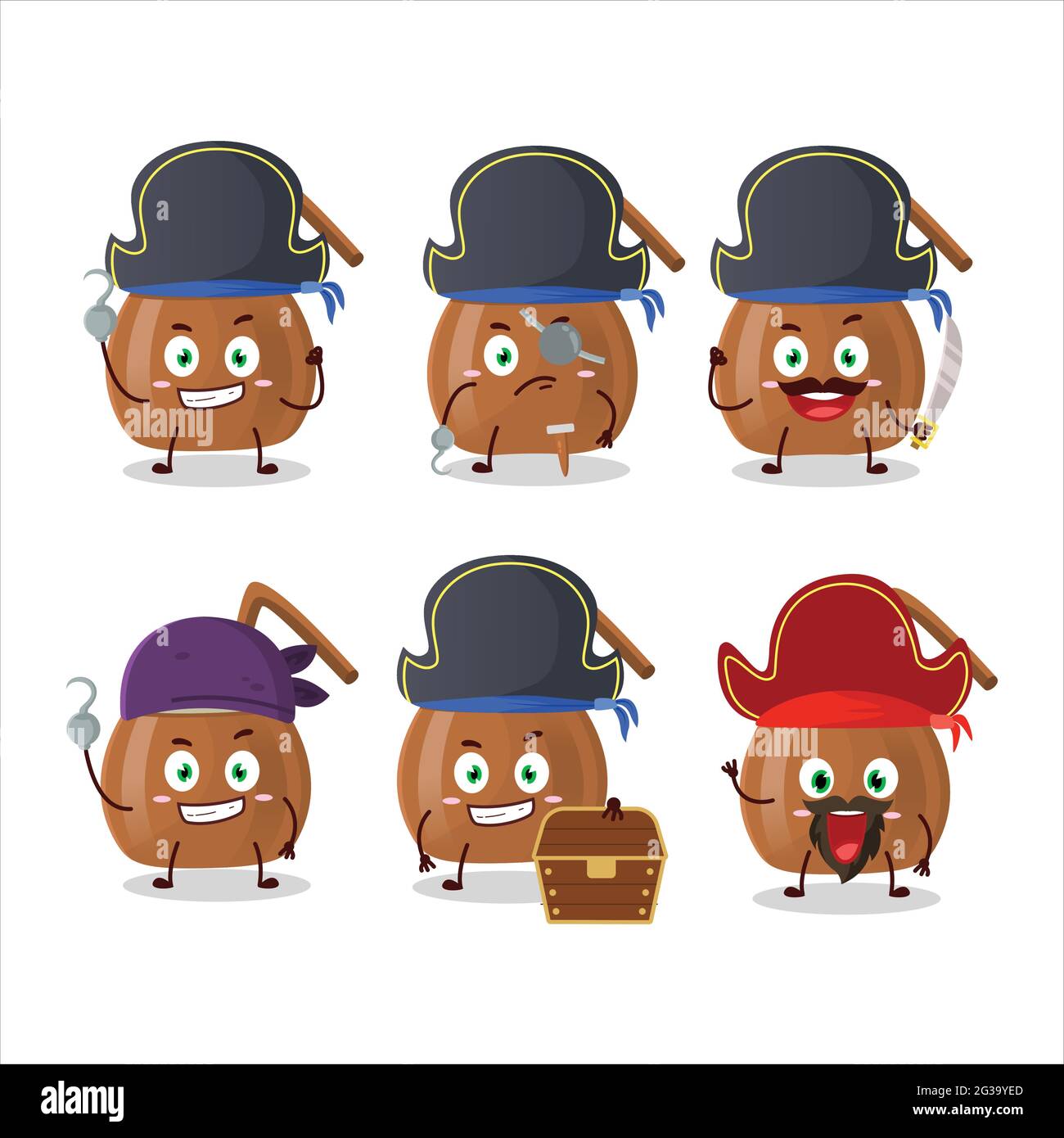 Cartoon character of mate tea with various pirates emoticons. Vector ...