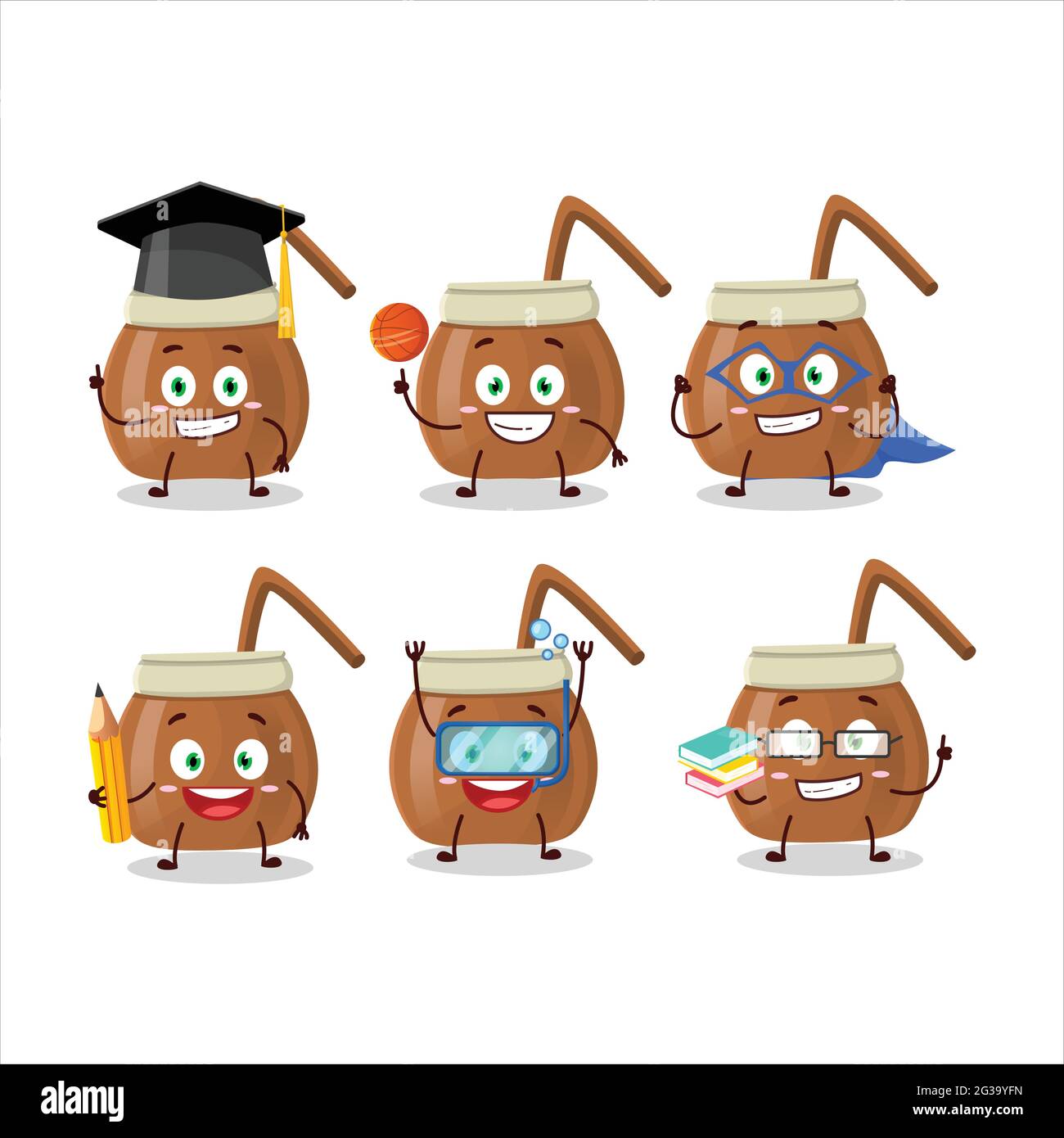 School student of mate tea cartoon character with various expressions ...