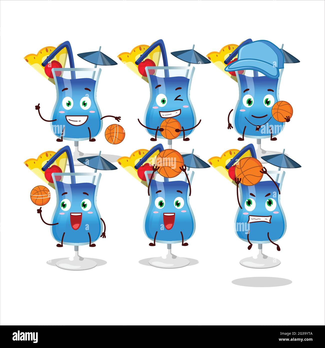 Talented blue hawaii cartoon character as a basketball athlete. Vector ...