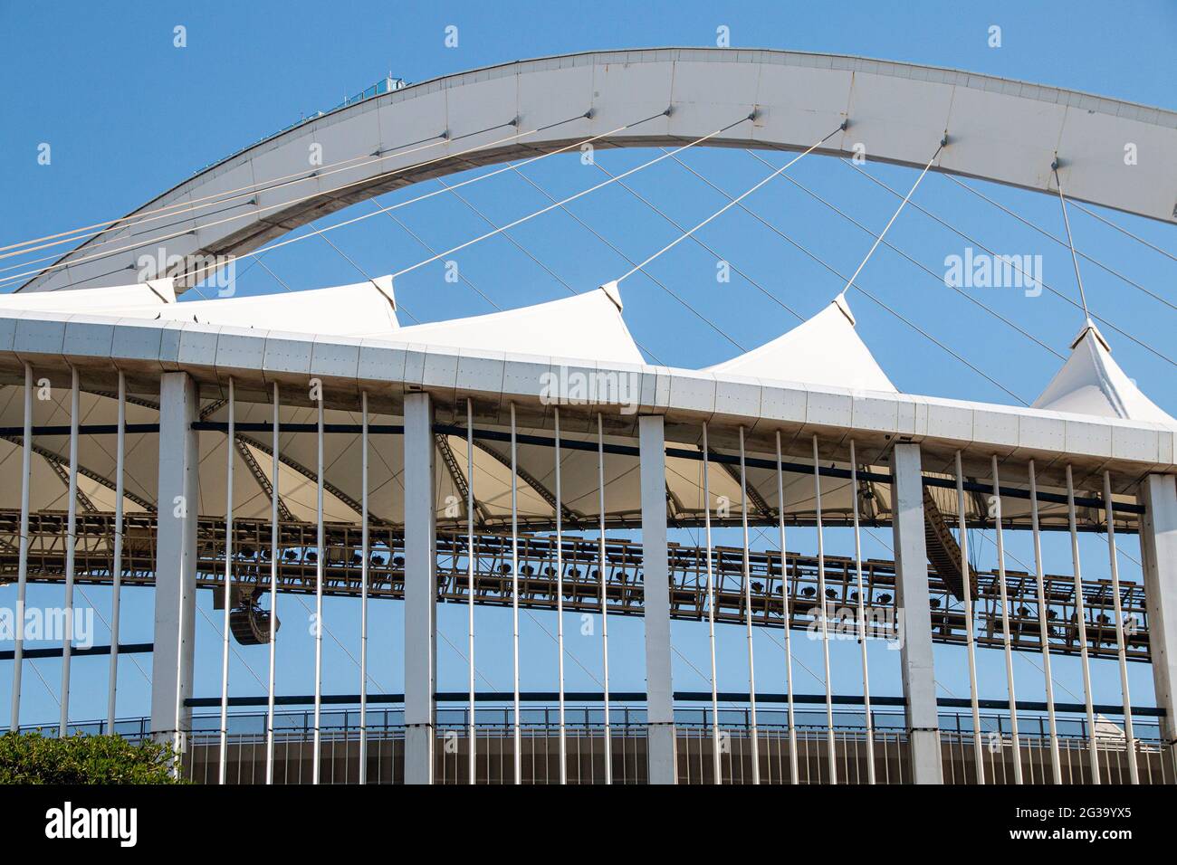 Close up of architecture and construction of moses mabhida stadium ...