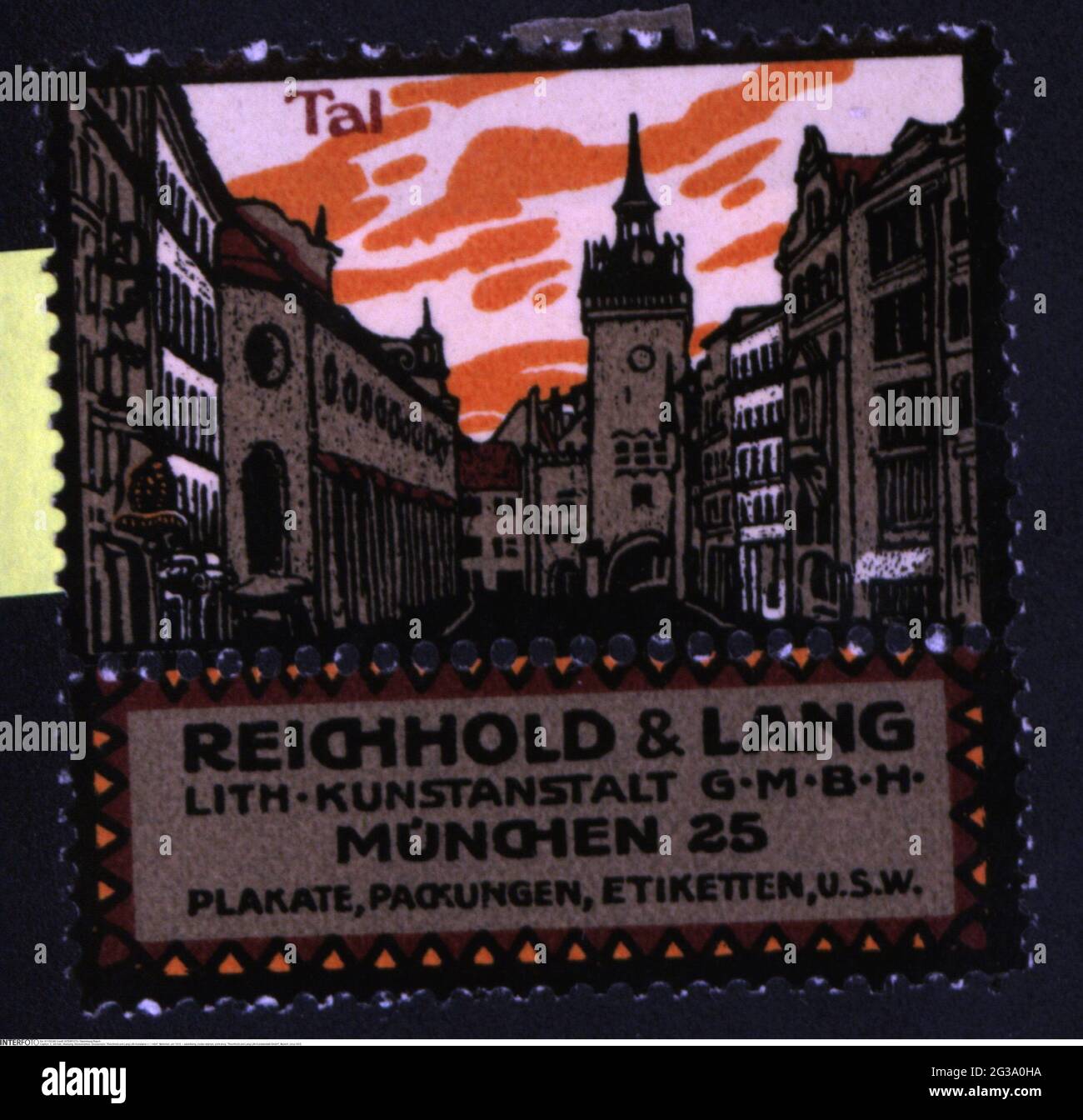 advertising, poster stamps, print shop, "Reichhold und Lang Lith ...
