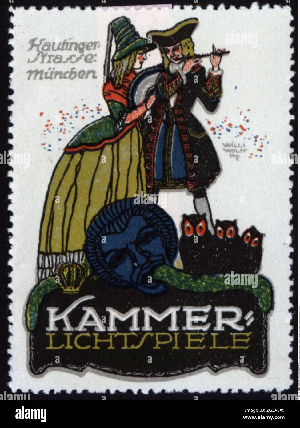 advertising, poster stamps, movie, "Hubertus Lichtspiele" movie theatre ...