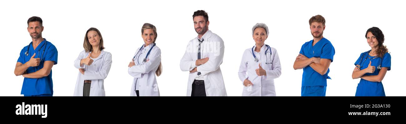 Collection of portraits of medical doctors. Design element, studio ...