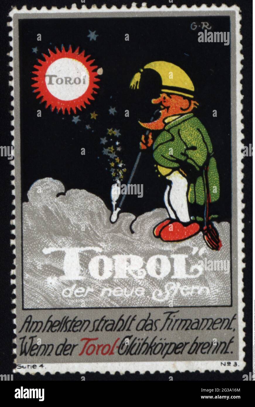 advertising, poster stamps, illumination, "Torol", incandescent body ...