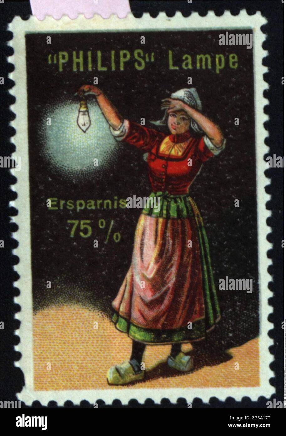 advertising, poster stamps, illumination, "Philips", carbon filament ...