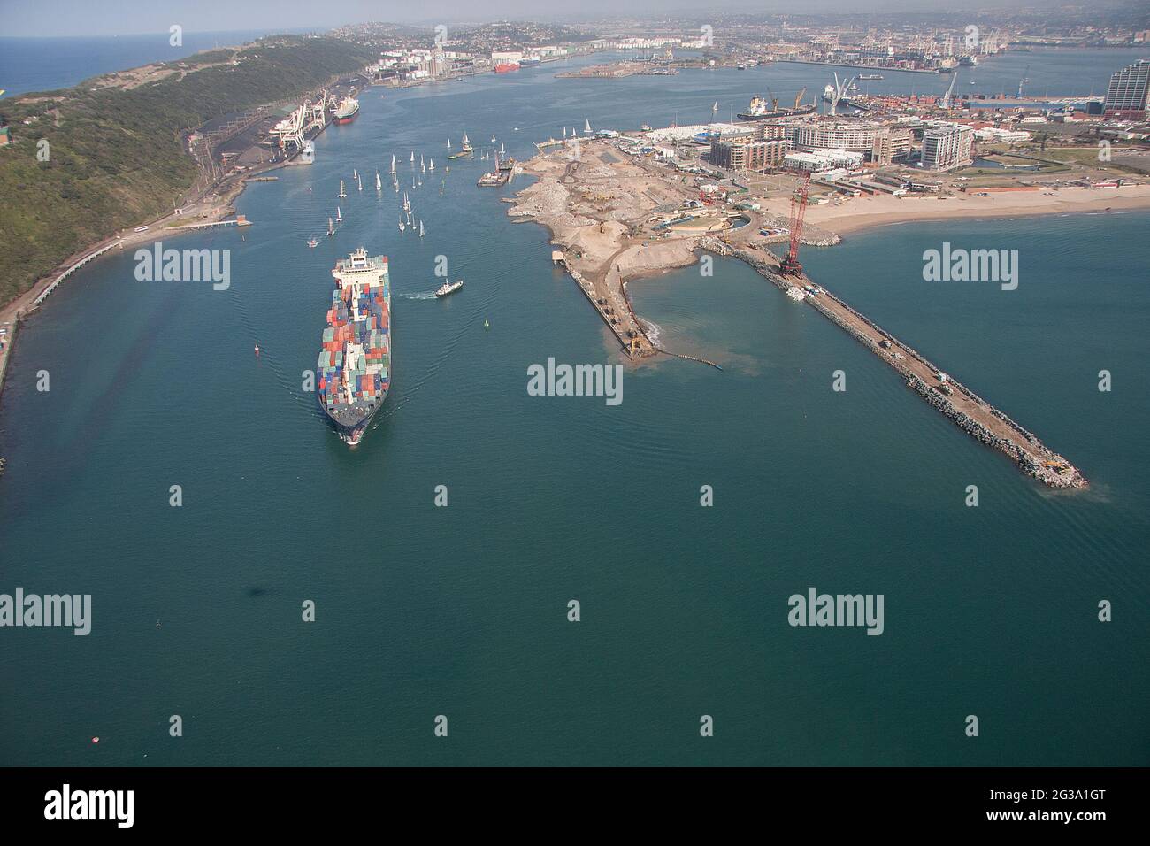 Container ship leaving Durban Harbour Stock Photo - Alamy