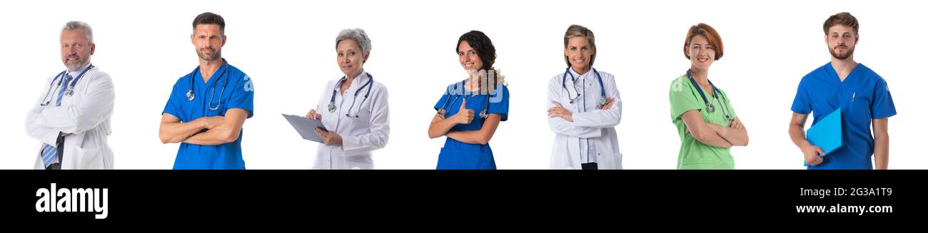 Collection of portraits of medical doctors. Design element, studio ...