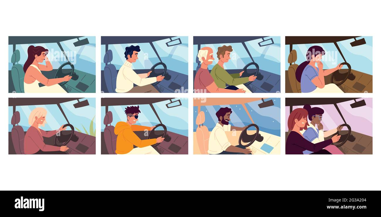 people driving cars Stock Vector Image & Art - Alamy