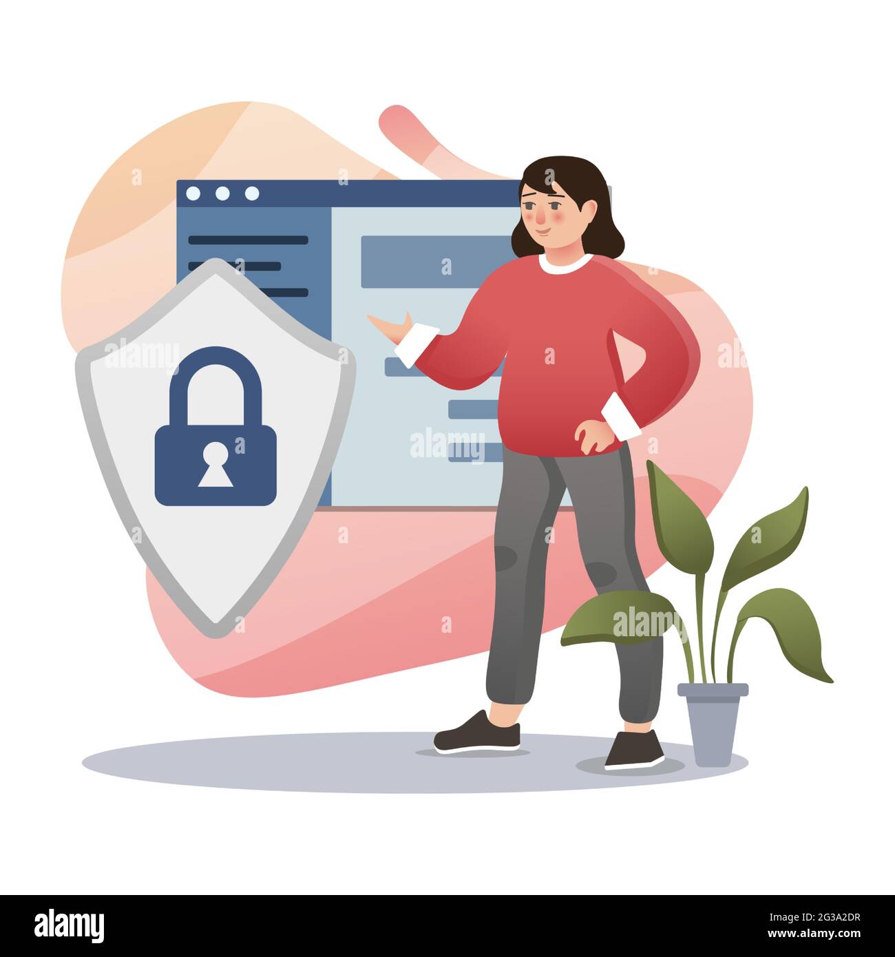 Online Privacy. Isolated flat style colored illustration. Cloud storage ...