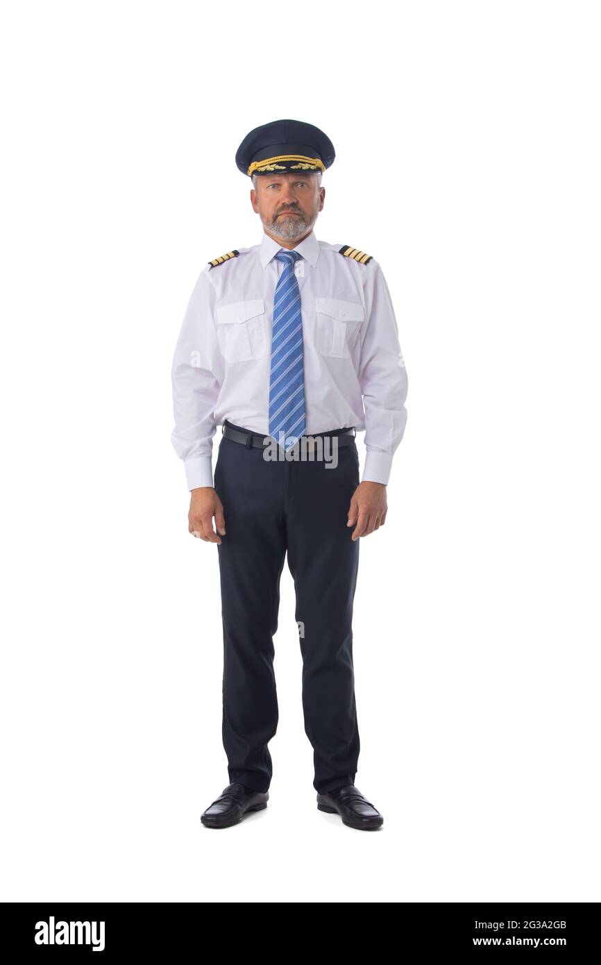 Airline pilot wearing the four bar Captains epaulettes, first pilot ...
