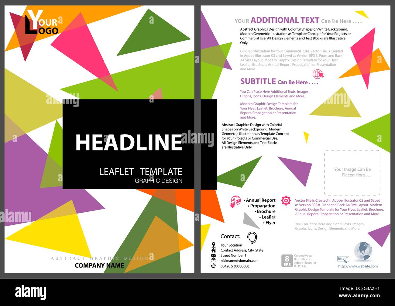 Modern Leaflet Template with Colorful Triangles Stock Vector Image ...