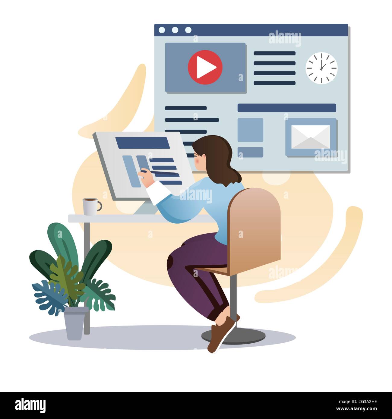 Front End. Isolated flat style colored illustration. Cloud storage ...