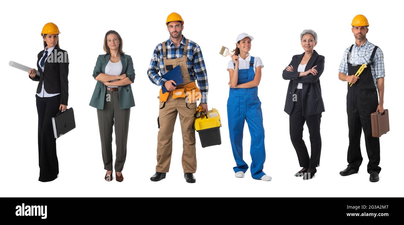 Collection of portraits of construction industry workers. Design ...