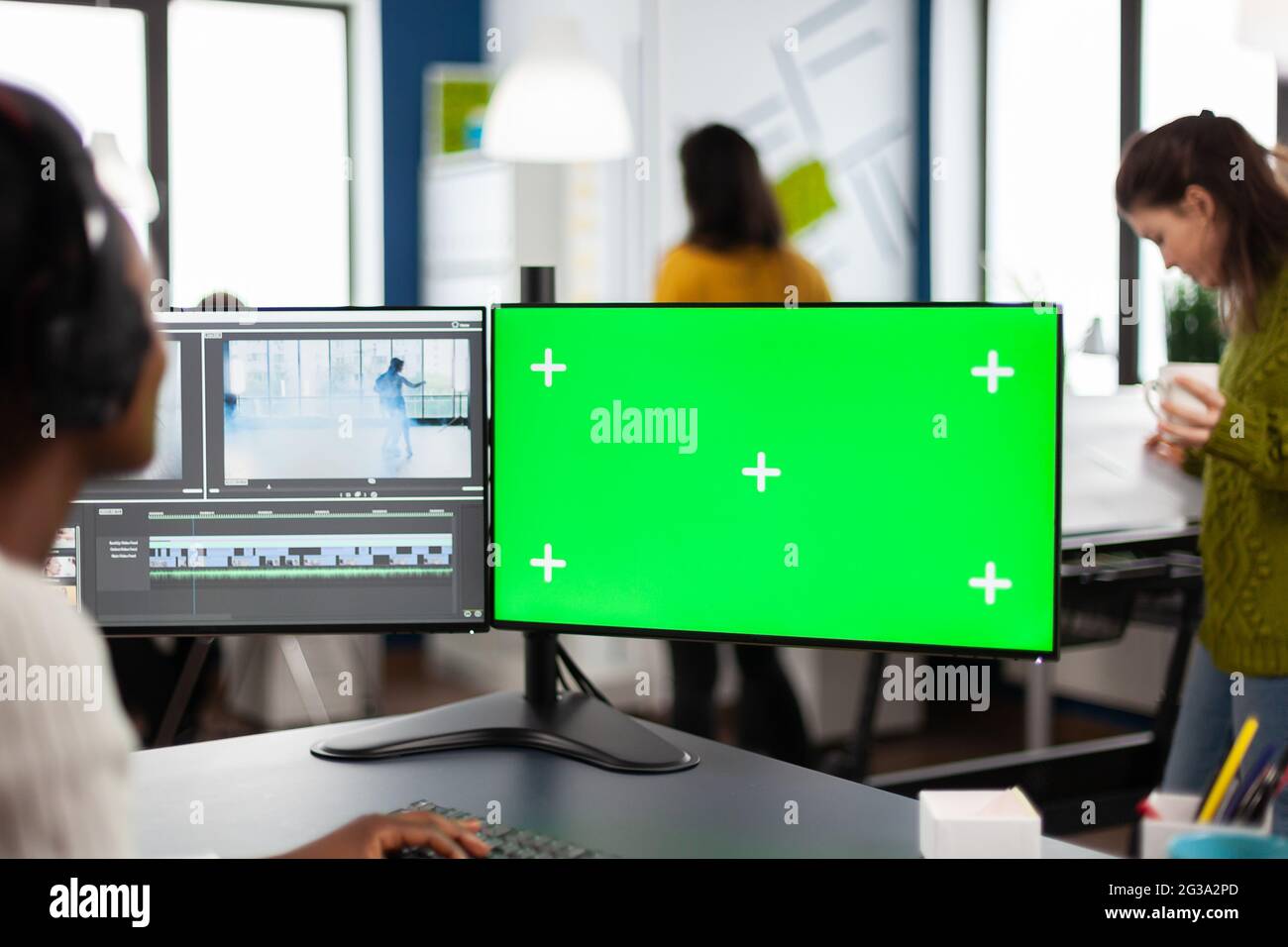 Woman working computer video editing hi-res stock photography and ...