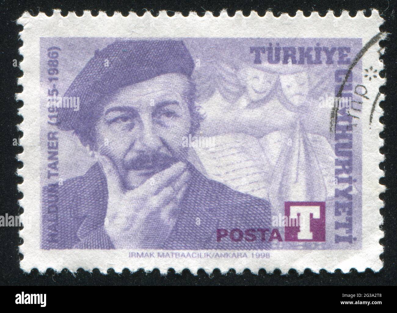 TURKEY- CIRCA 1998: stamp printed by Turkey, shows Haldun Taner, short ...
