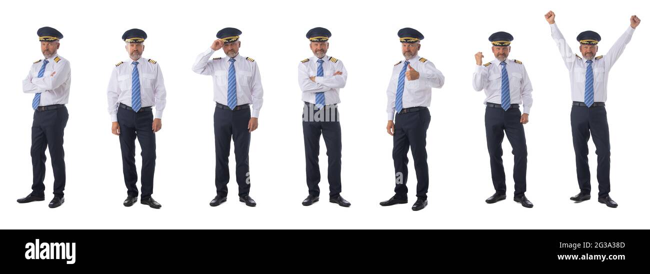 Photo of an airline pilot wearing the four bar Captains epaulettes ...