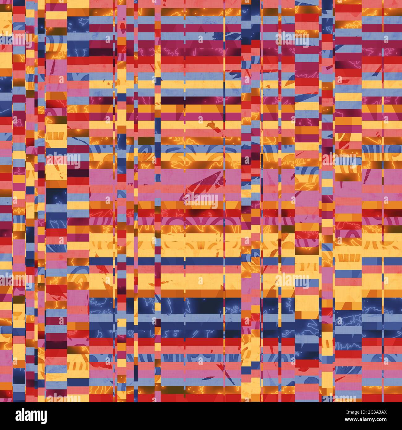 Seamless funky graphic pattern motif of chaotic and psychedelic noise ...