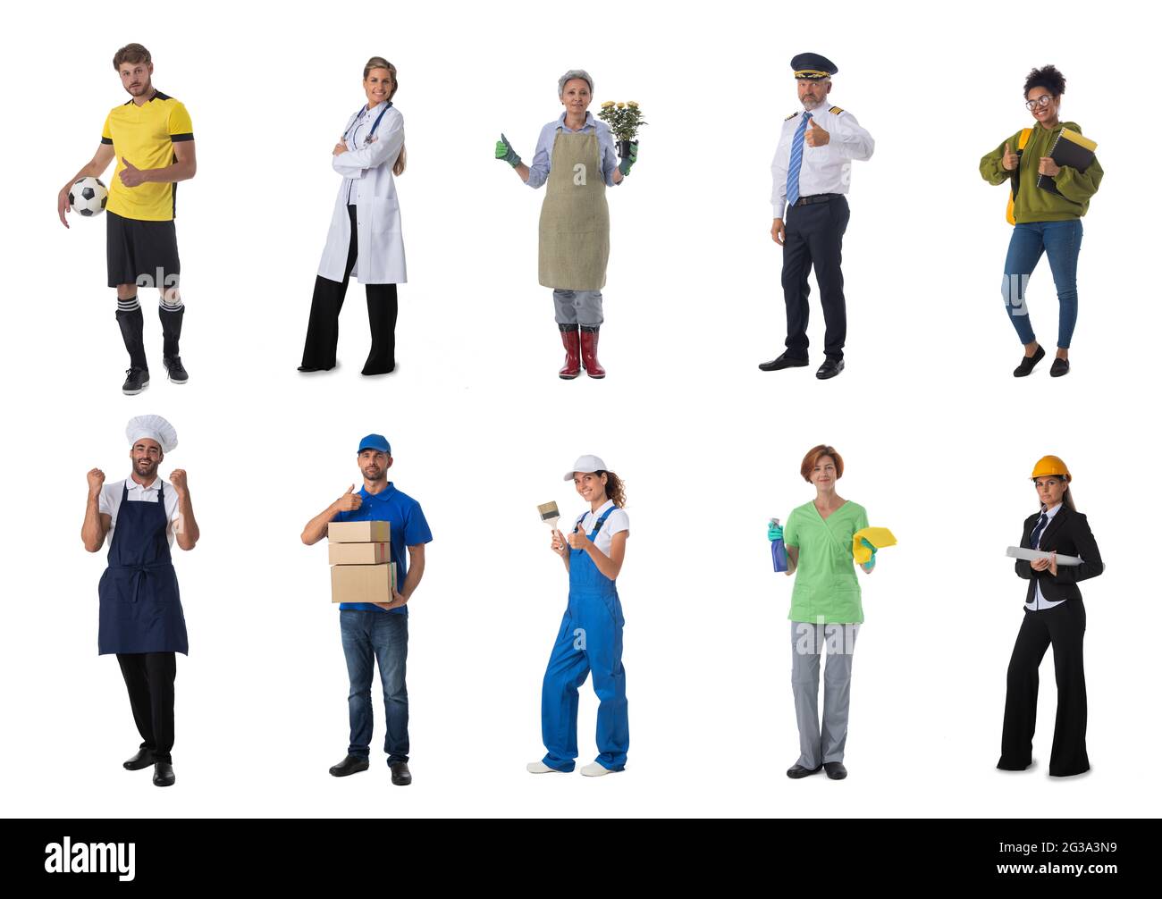 Full length portrait of group of people representing diverse ...