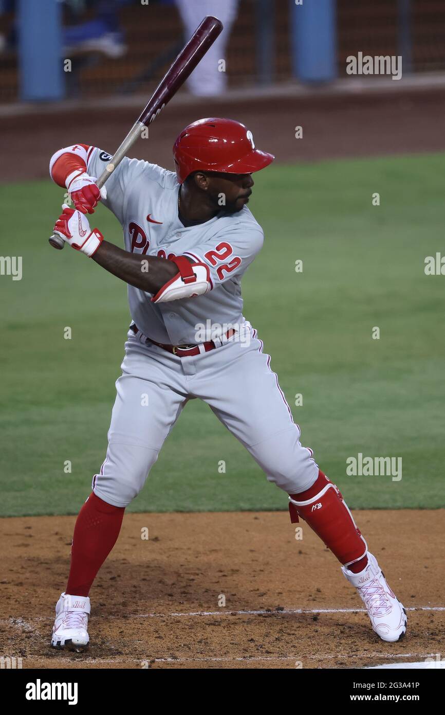 Los Angeles, CA. 14th June, 2021. Philadelphia Phillies center fielder ...