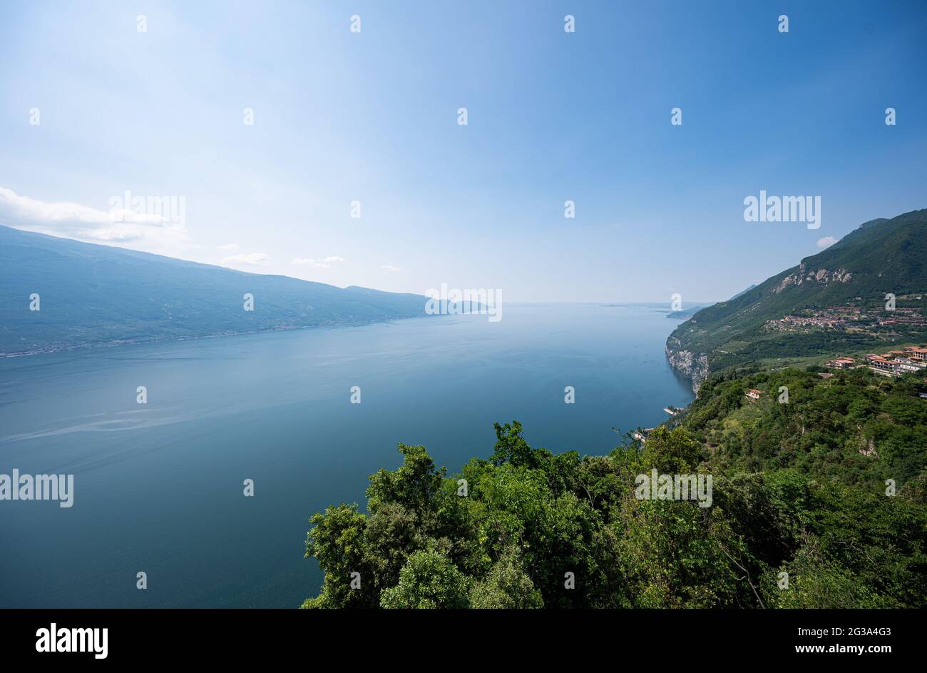 Tignale, Italy. 14th June, 2021. View of Lake Garda from the Panorama ...