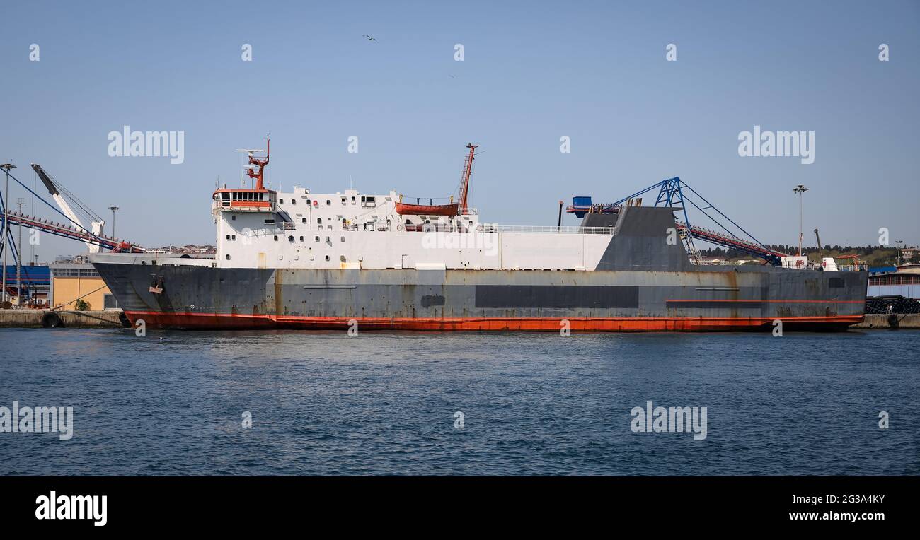 Cargo Ship is Loading in a Port Stock Photo - Alamy