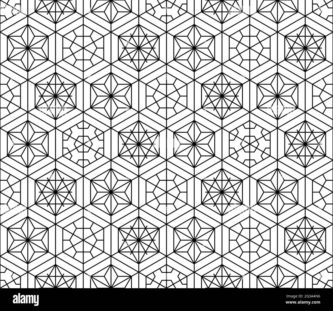Japanese seamless Kumiko pattern in black and white.Thin lines Stock ...