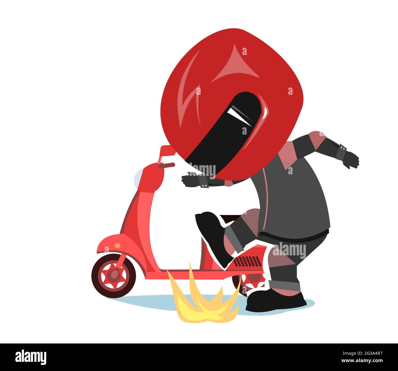 Scooter driver. Biker Cartoon. Child illustration. Extinguishes fire ...