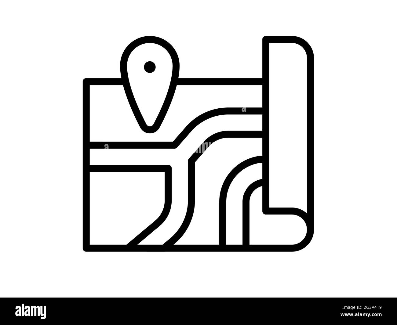 map road single isolated icon with outline style vector design ...