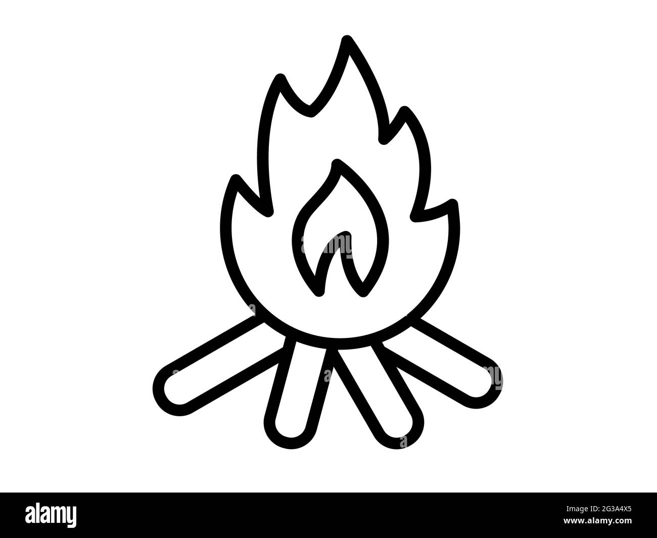fire bonfire single isolated icon with outline style vector design ...
