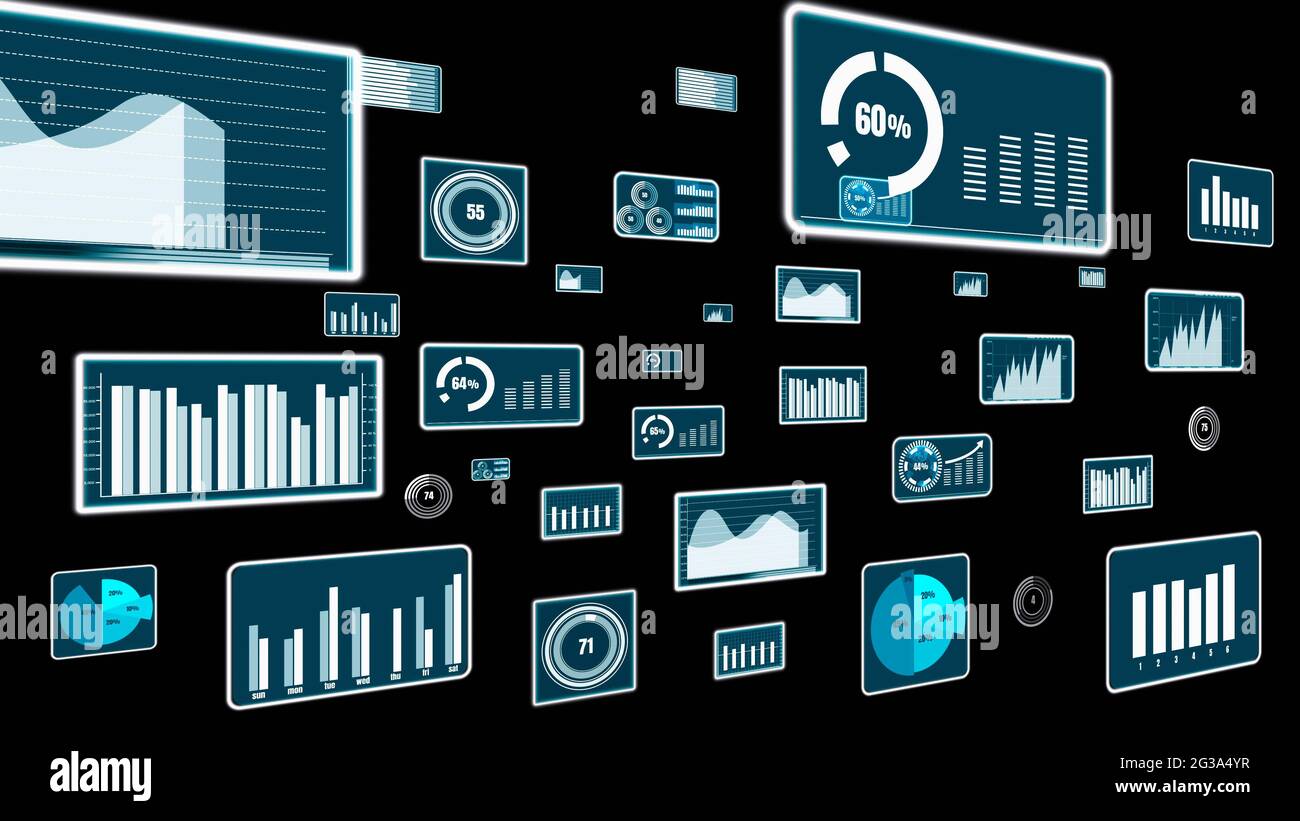 Visionary business dashboard for financial data analysis . 3D rendering ...