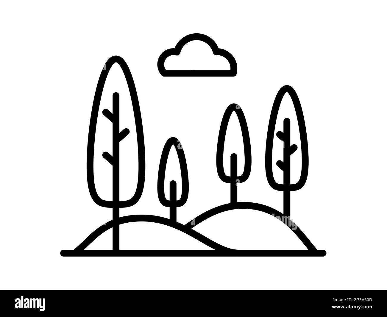hill valley single isolated icon with outline style vector design ...