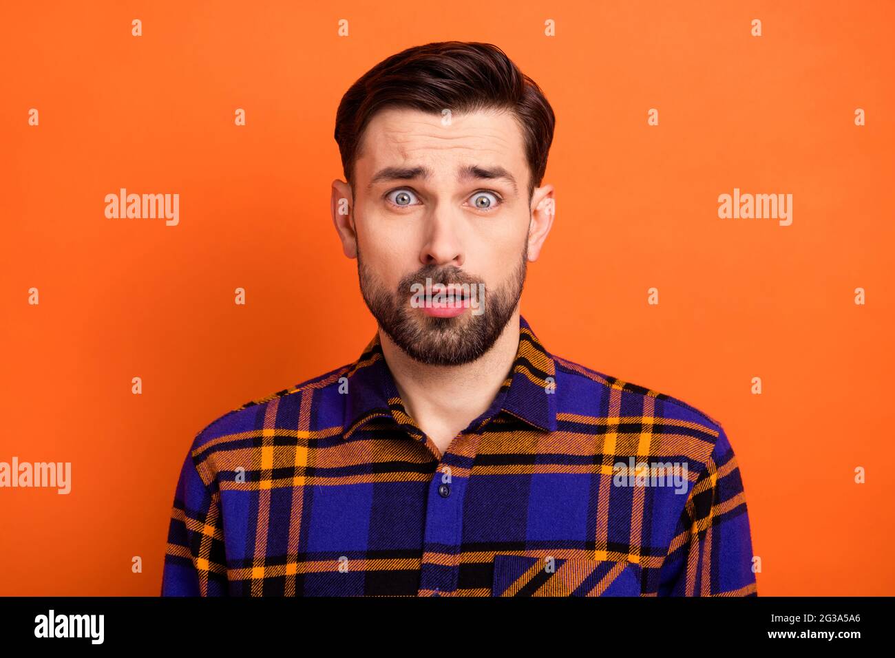 Photo of young handsome man amazed shocked surprised news omg wow face ...