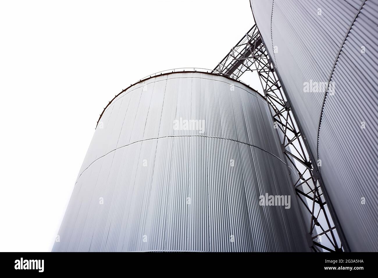Silo Metal Sheet container settles on the ground with white background ...