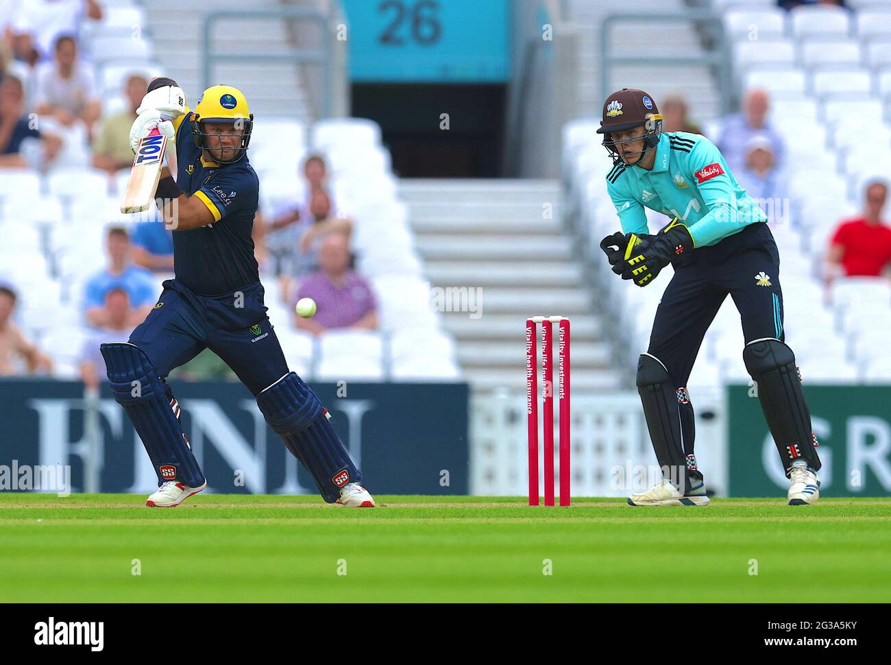 London, UK. 14th June, 2021. Glamorgan's Chris Cooke batting as Surrey ...