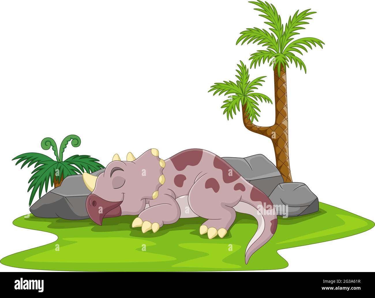 Cartoon funny triceratops dinosaur sleeping Stock Vector Image & Art ...